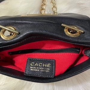 Cache | Bags | Cache Vintage Early 9s Black Chain Leather Bag | Poshmark